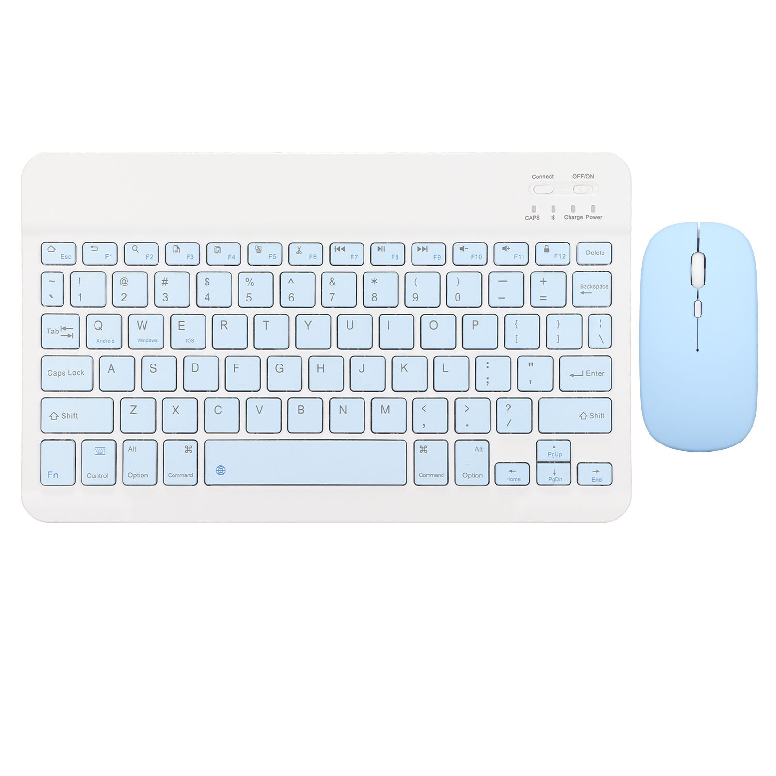 10-дюймовая Bluetooth-клавиатура с зарядкой через USB, ультратонкая тихая беспроводная клавиатура с мышью DPI для мобильного телефона, ноутбука, небесно-голубого цвета