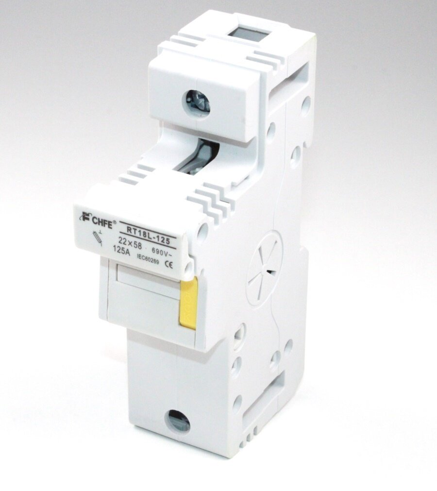 Держатель предохранителей RT18L-125-1 (125А, 1п, на DIN-рейку, 22x58 мм) CHFE
