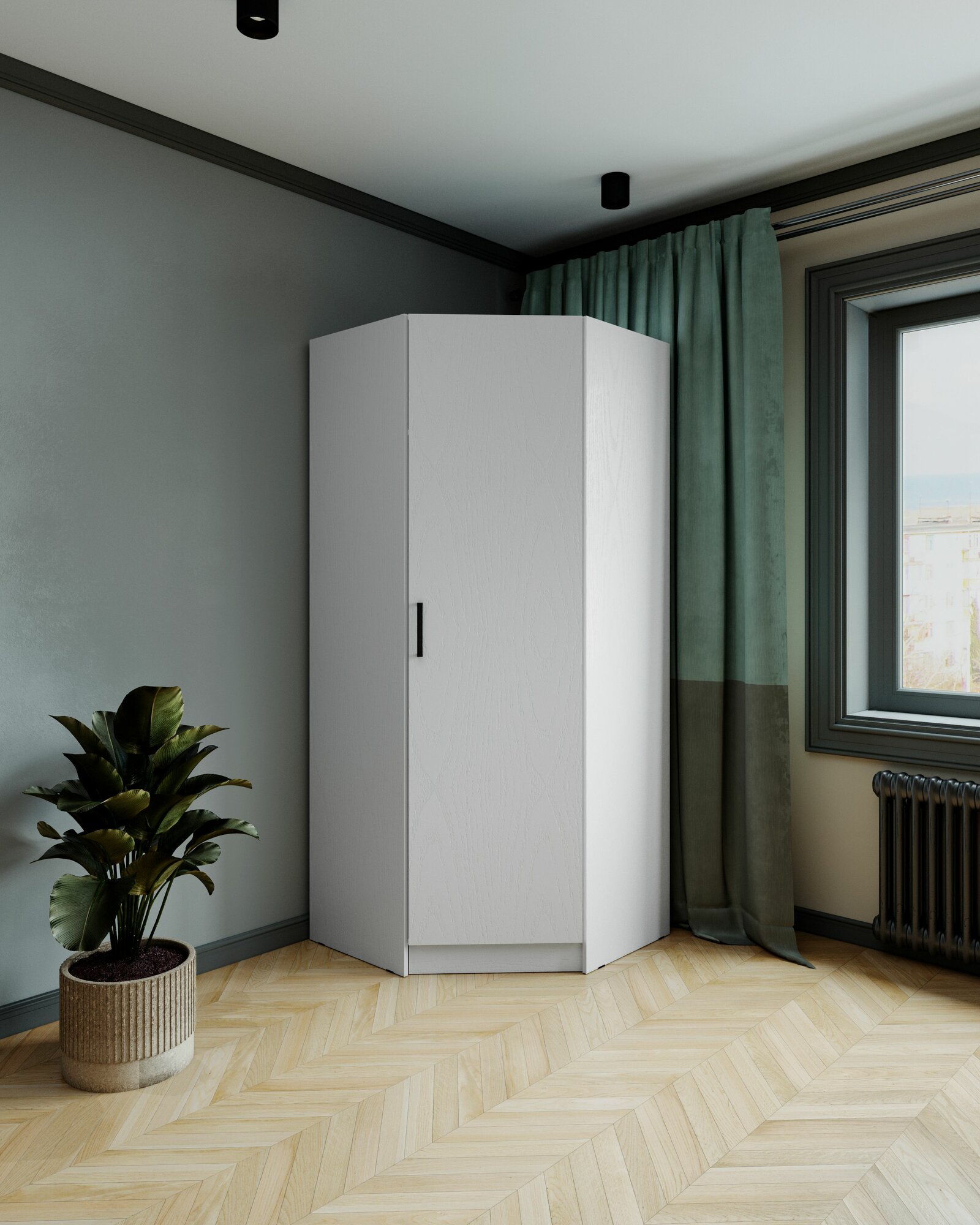 Шкаф комбинированный Ларс угловой угол скос белый (Микон)