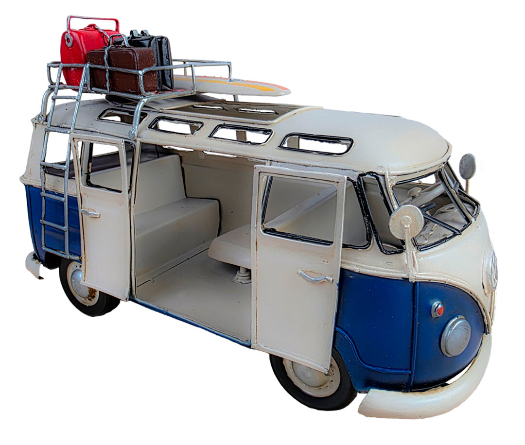 Фигурка Ретро модель автобуса Volkswagen T1, металл, 27х13х17 см, Коллекционная модель
