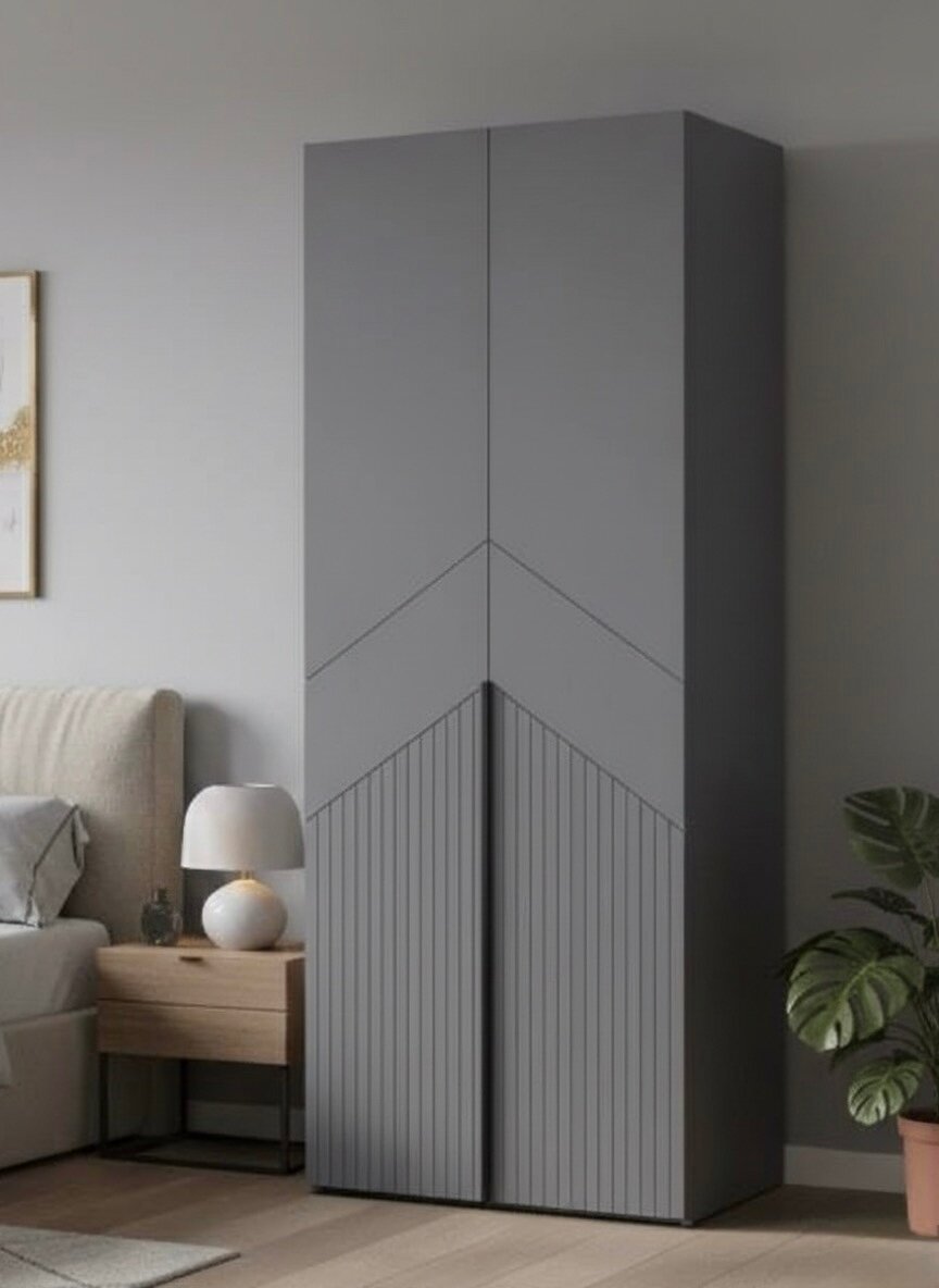 Шкаф для одежды 2-х створчатый DobroMeb со штангой и ящиками, петли с доводчиками, МДФ