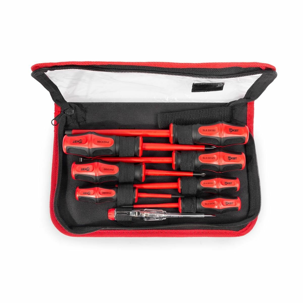 Набор диэлектрических отверток КВТ профи НИО-08, двухкомпонентные эргономичные рукоятки