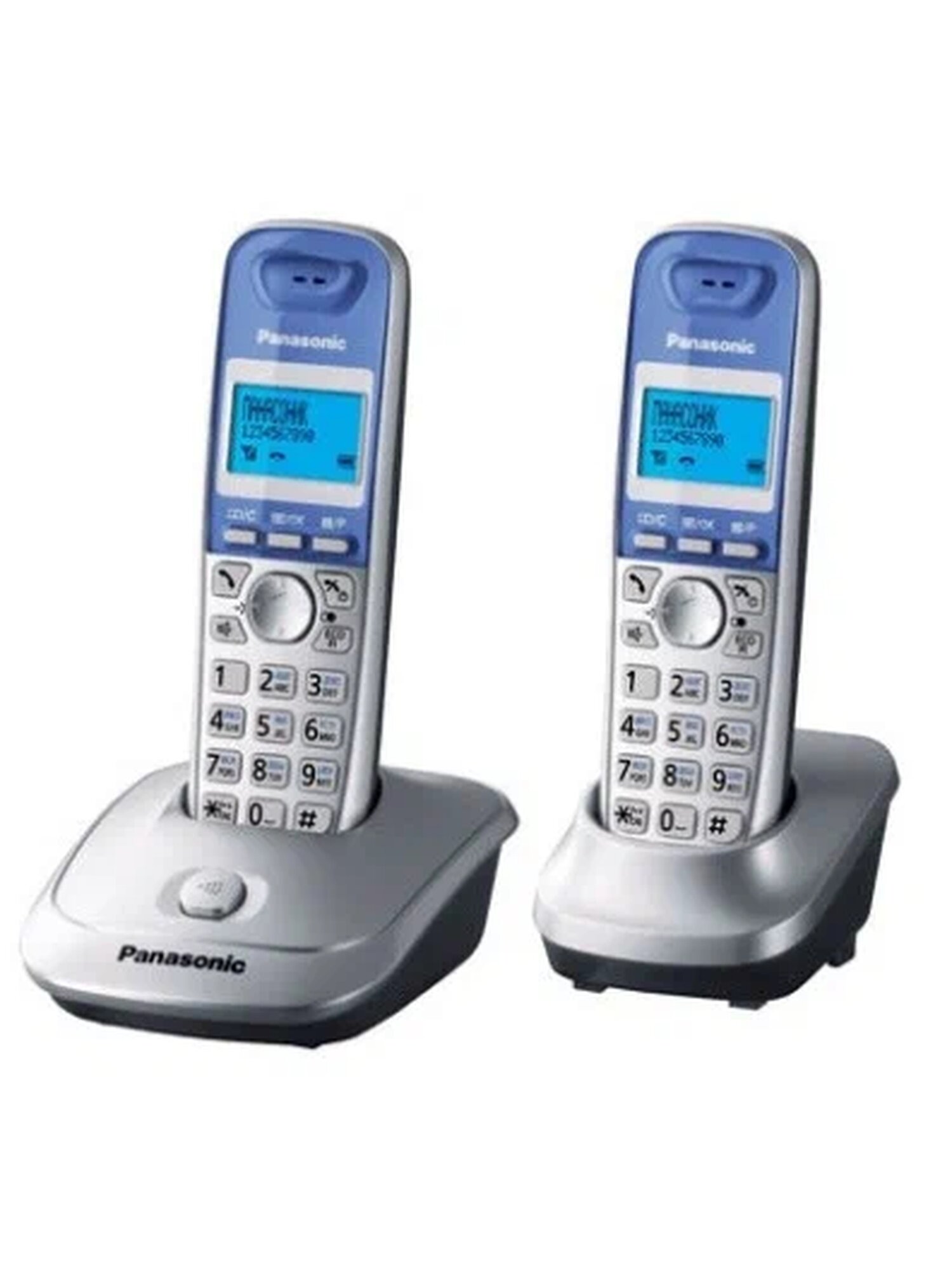 Телефон Panasonic KX-TG2512RUS, DECT, 2 радио трубки, серебристый