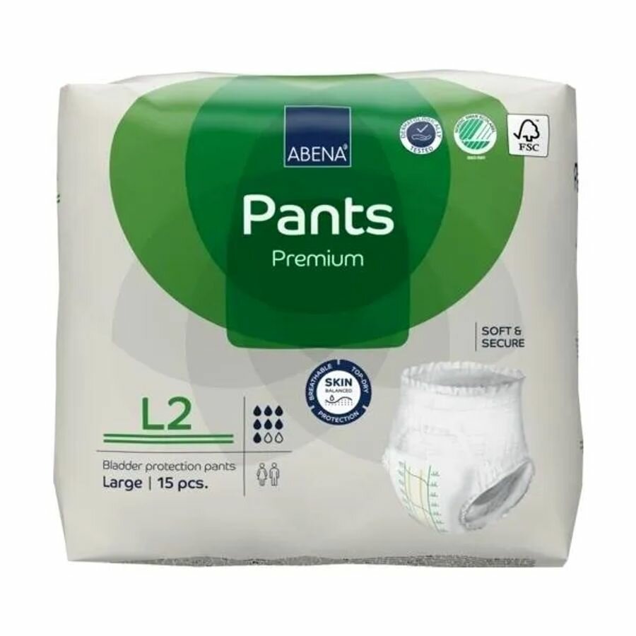 Подгузники-трусы Abena Pants L2, объем талии 100-140 см, 15 шт.