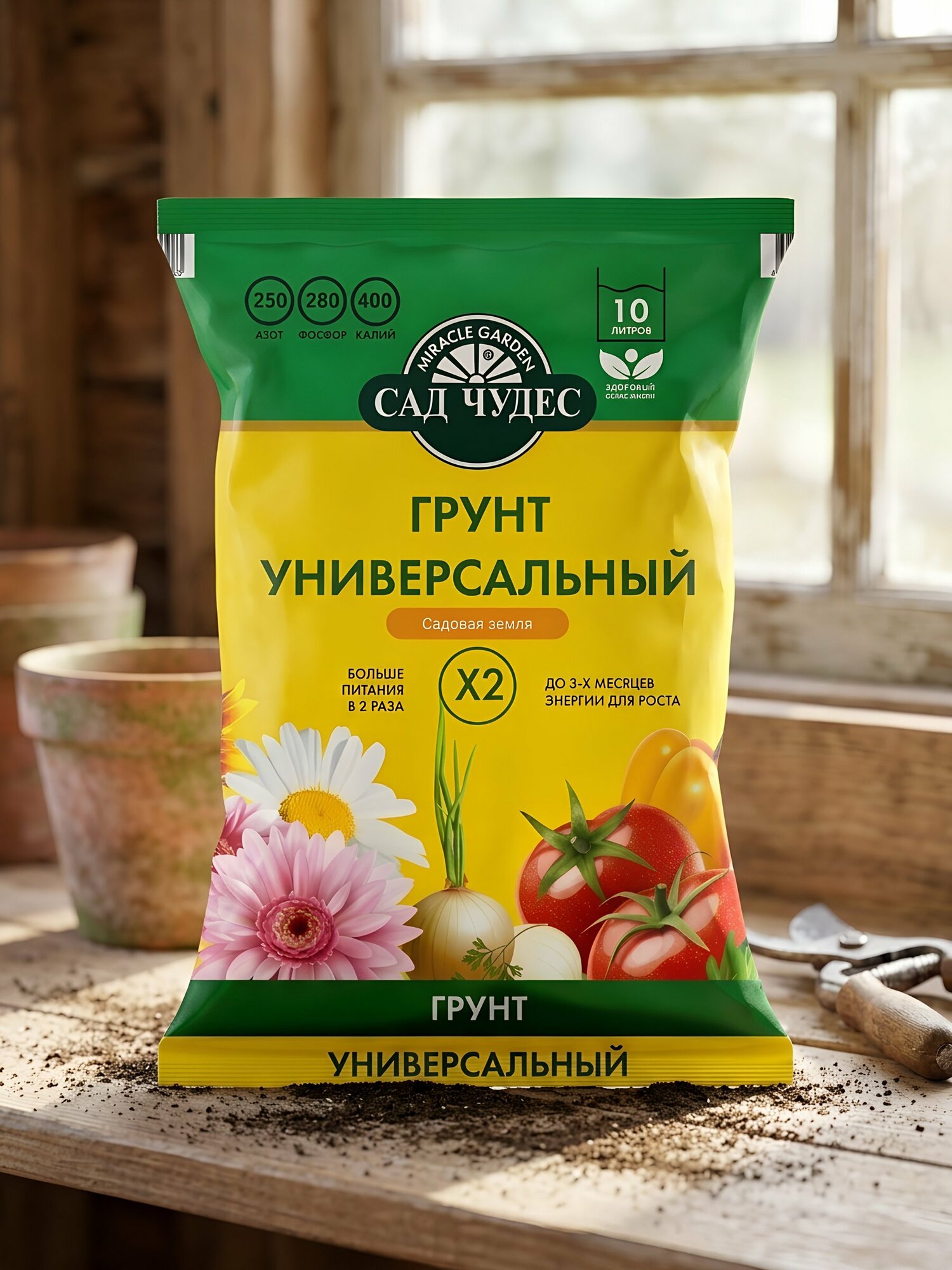 Грунт универсальный Сад чудес 10 л для посадки растений, обогащения почвы и повышения урожайности в саду и огороде