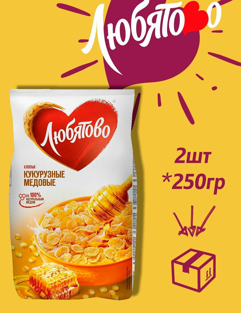 Хлопья Кукурузные Медовые 250гр