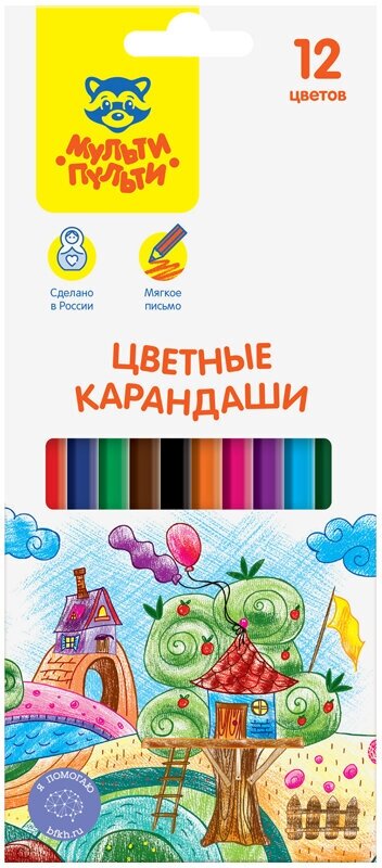 Карандаши цветные Мульти-Пульти "Невероятные приключения" 12цв заточен картон европодвес 1 шт