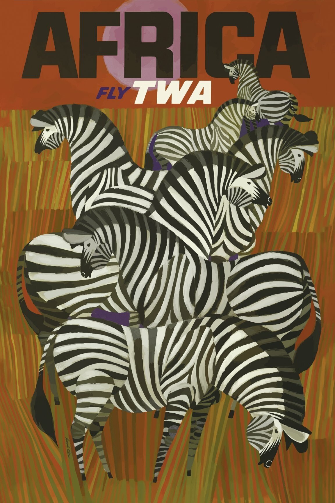 Постер / Плакат / Картина Trans World Airlines - Африка 40х50 см в раме