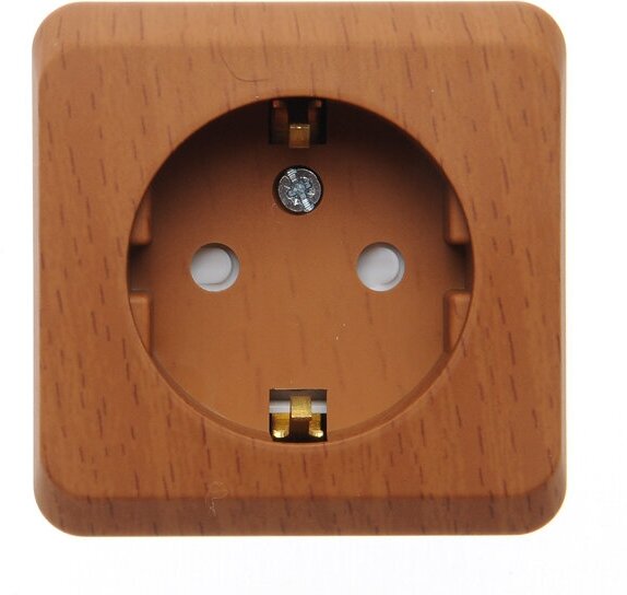 Розетка Этюд Дача РА16-004t "евр" о/п со шторками "темный бук" Schneider Electric