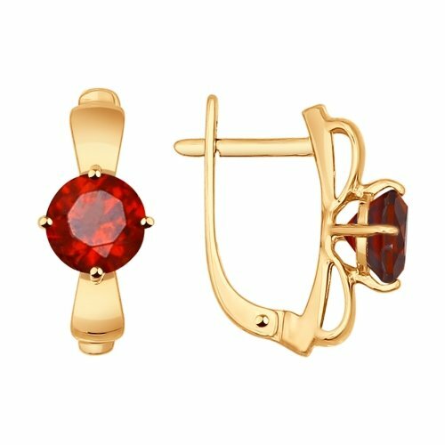 Серьги, золото, 585 проба, гранат