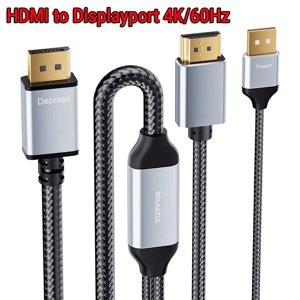 Кабель HDMI 2.0 к DisplayPort 1,8 м для PS5 PS4 Pro Xbox Series X 4K 60 Гц Адаптер активного преобразователя HDMI «папа» на DP 1.2 Out
