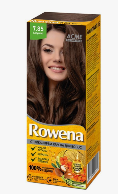 Стойкая крем-краска для волос Rowena, тон 7.85 капучино, 115 мл.