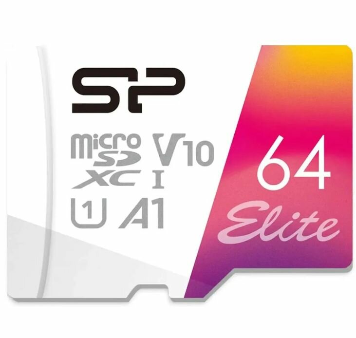 Карта памяти Silicon Power Elite microSDXC 64 ГБ (SP064GBSTXBV1V20SP) - Class 10, UHS-I U1, чтение - 100 Мбайт/сек