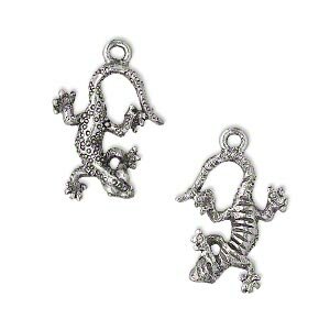 Подвеска, 21х15мм, ящерица, базовый материал - оловянный сплав, под серебро, 1 шт.