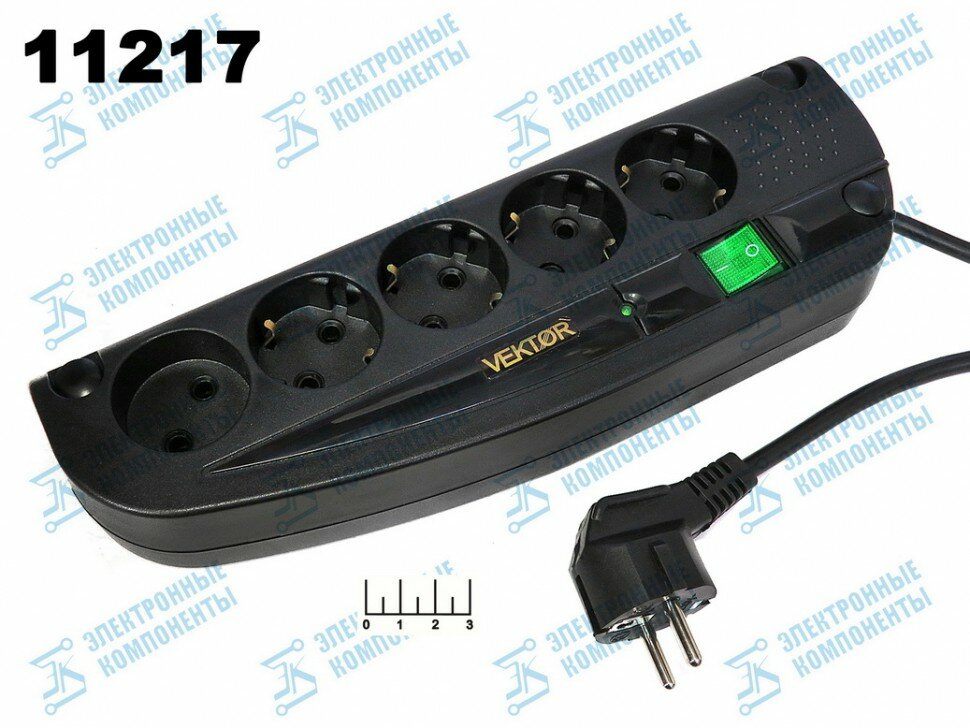 Сетевой фильтр 4+1/1.8м Vektor-Z/SE (max-10A)