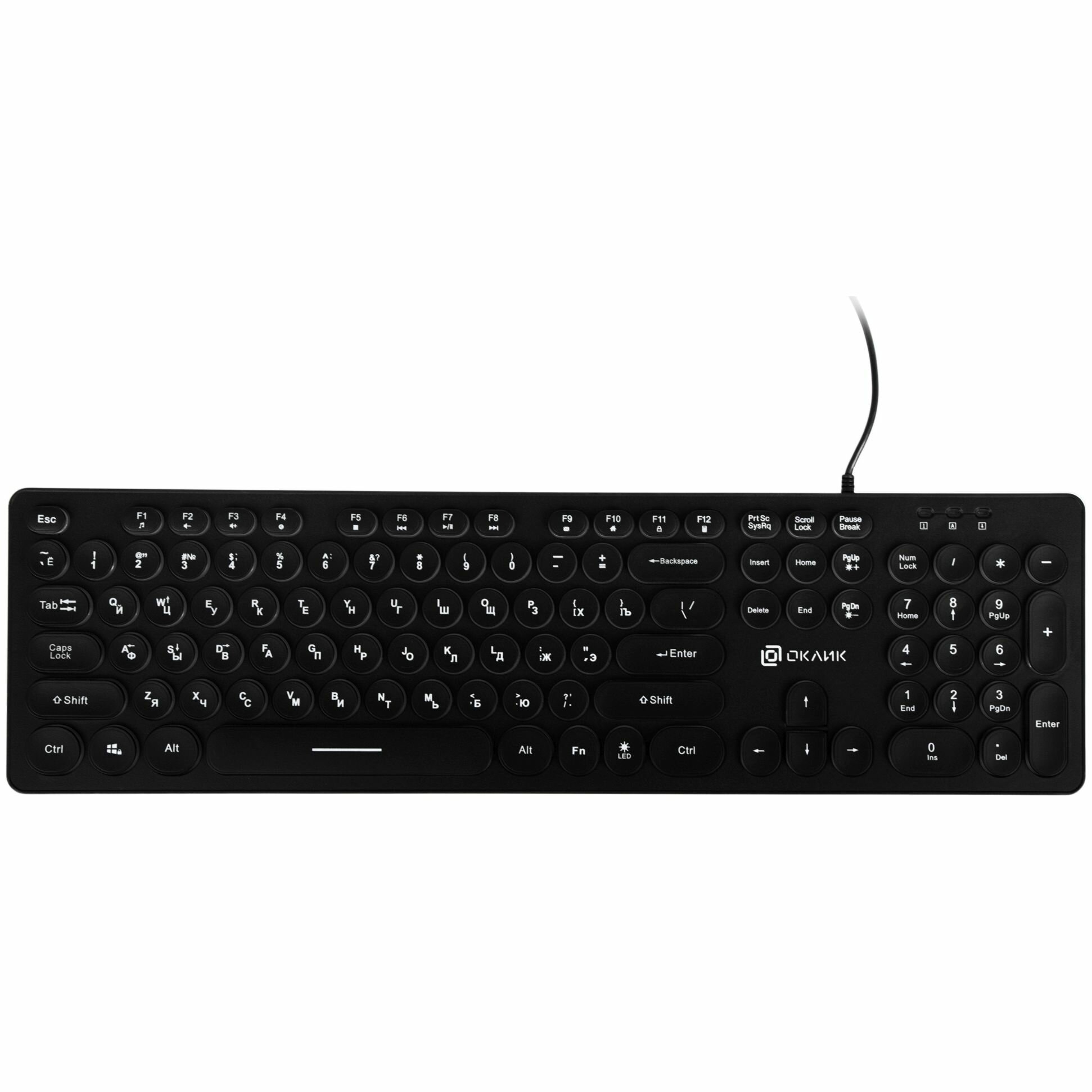 Клавиатура стандарт Oklick Клавиатура Оклик 420MRL черный USB slim Multimedia LED