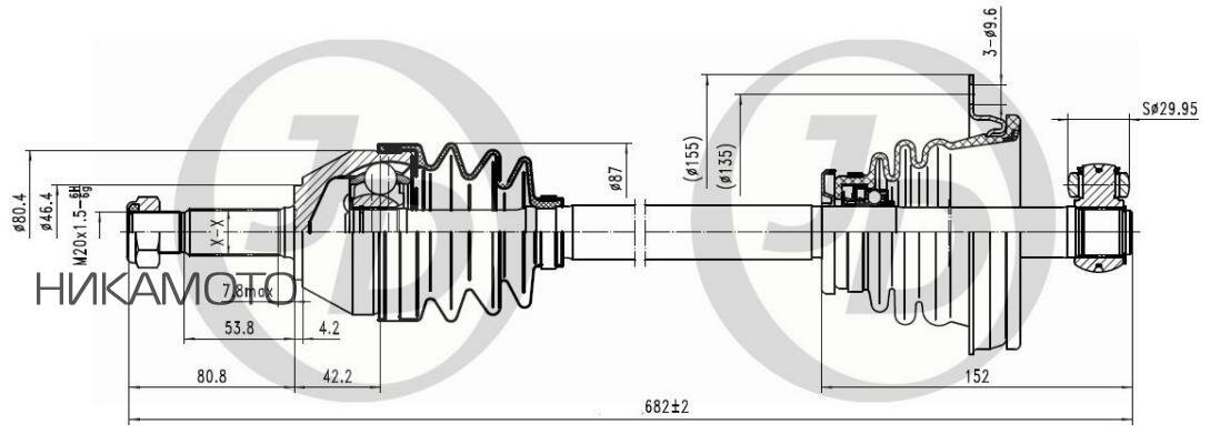 JUST DRIVE JCA0083 Вал приводной передний левый 170637