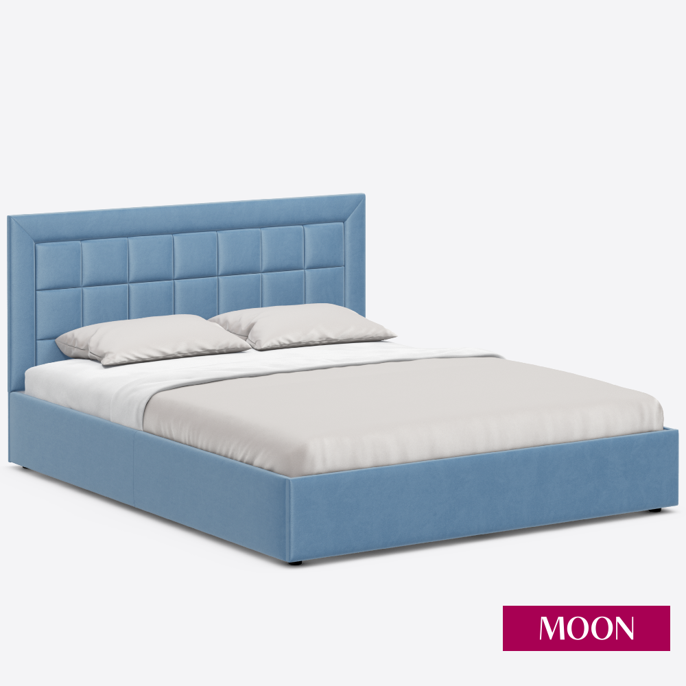 Кровать односпальная с подъемным механизмом, MOON FAMILY 1251, размер 120х200 см, велюр голубой. Ортопедическое основание в комплекте