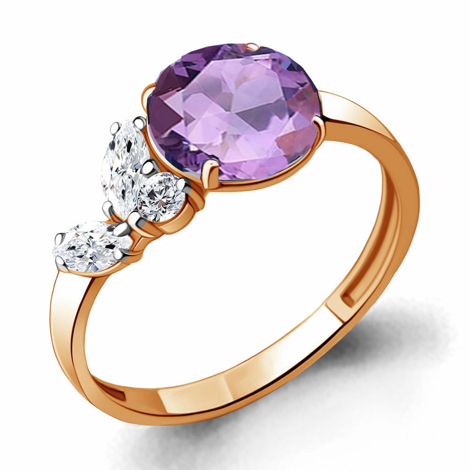 Кольцо, серебро, 925 проба, золочение, улексит, фианит