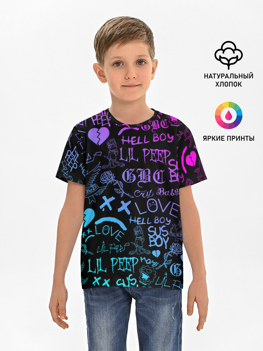 Футболка хлопковая детская LIL PEEP NEON | ЛИЛ ПИП НЕОН