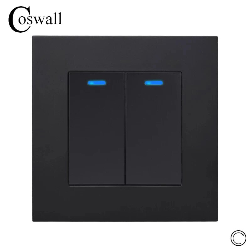 Coswall Импульсный переключатель 1/2/3/4 места синего цвета 2GR-Black 12-250V