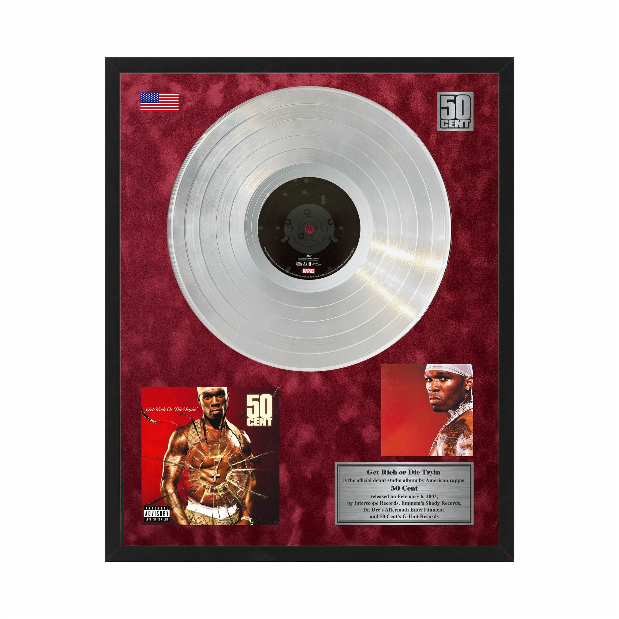 Интерьерная картина 50 Cent с платиновой пластинкой