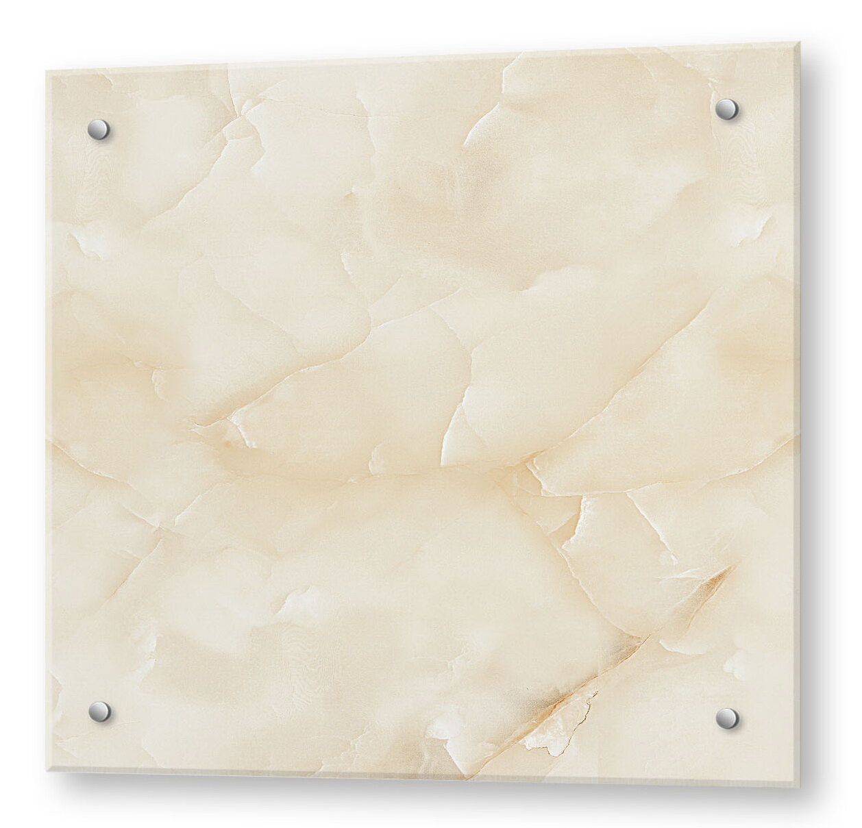 Кухонный экран из закаленного стекла "нежно-золотистый мрамор" - (600х600х4 мм)