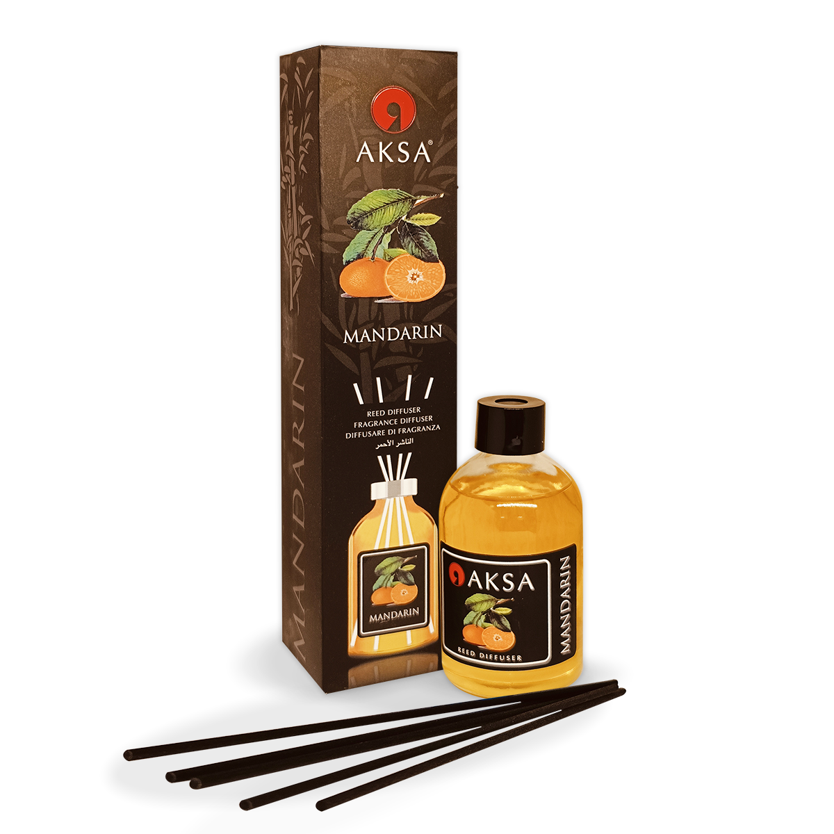 Ароматизатор для дома, Диффузор ароматический с палочками Aksa Mandarin (Мандарин) 100мл