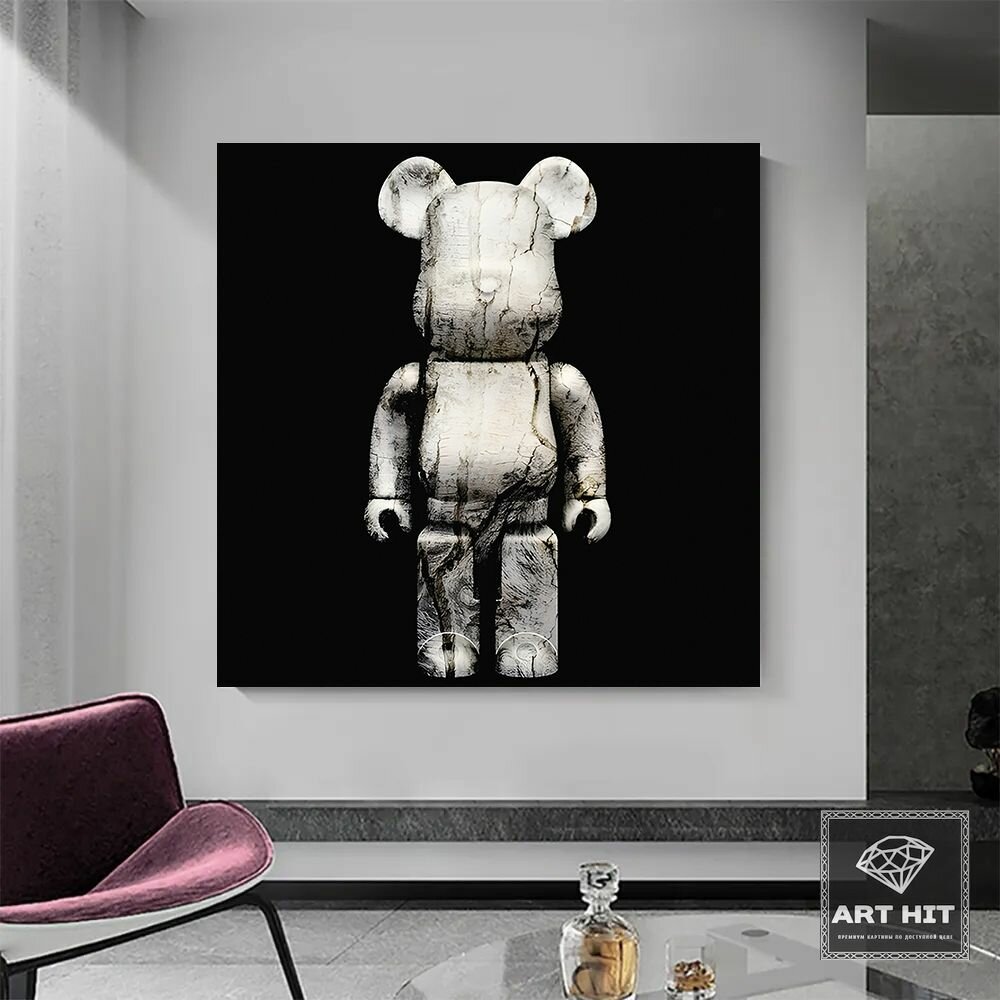 Картина Kaws "Bear Bric", 40x40 см, современный поп-арт, хлопковый холст, на подрамнике