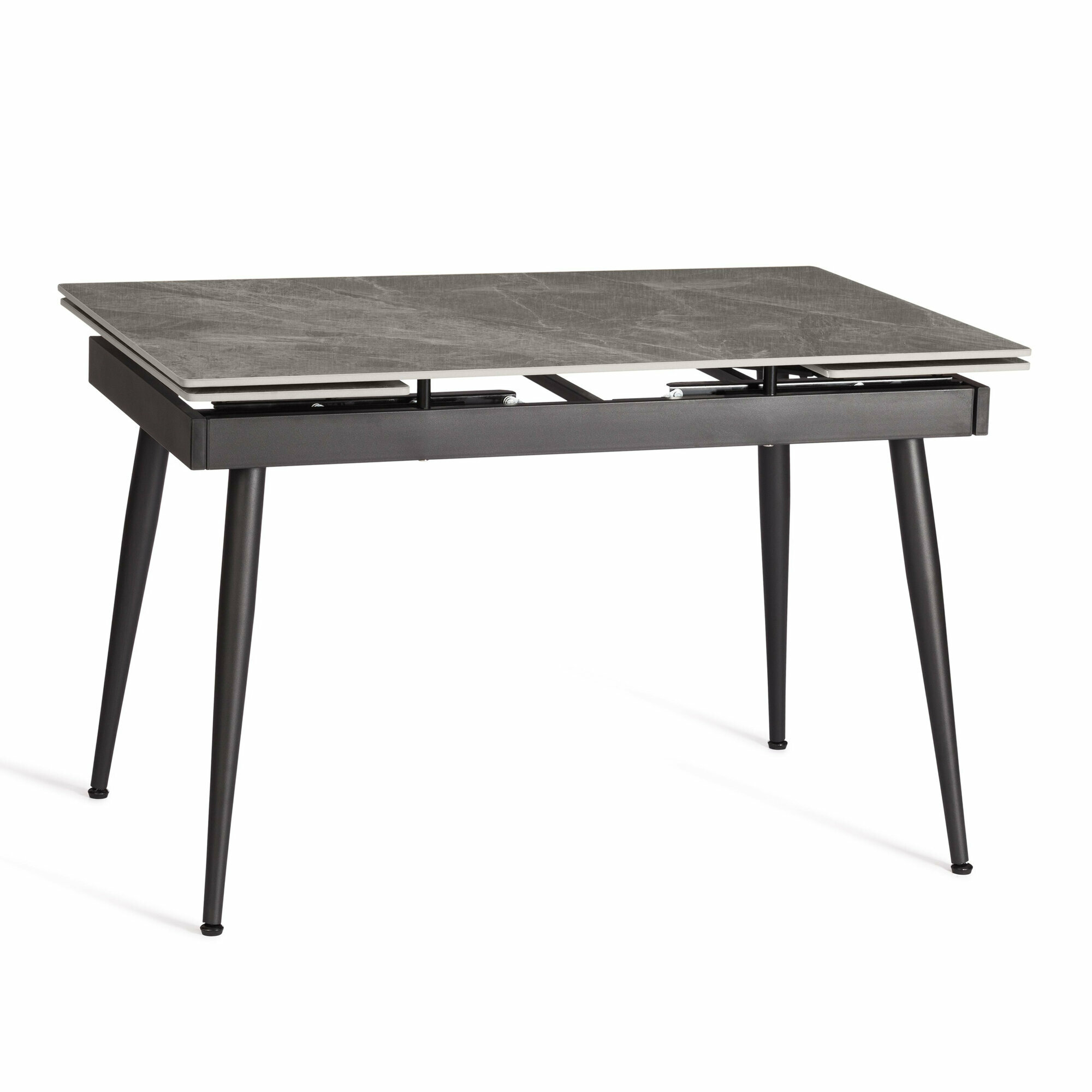 Керамический раздвижной стол обеденный кухонный TetChair, (120+30+30)x80x75 см, керамика глянцевая, металл, серый/черный