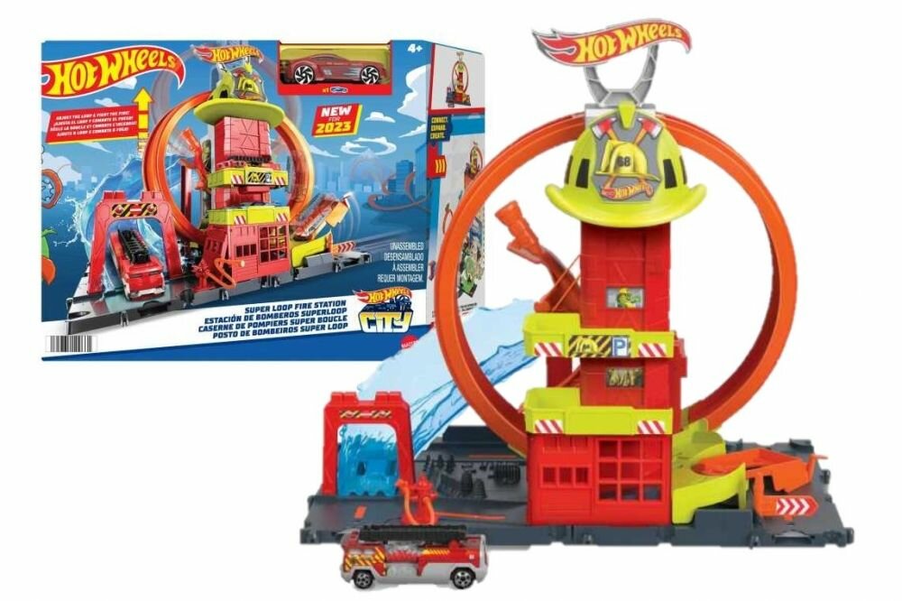 Игрушечный трек Hot Wheels City Super Fire Station - Городская пожарная станция Хот Вилс с петлей HKX41