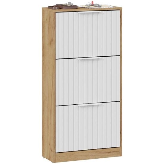 Тумба для обуви Трия Хилтон Дуб Крафт Золотой/Белый матовый