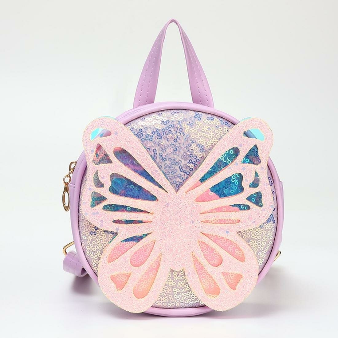 Рюкзак детский Сима-ленд 17х5х17, отд на молнии, бабочка, сиреневый