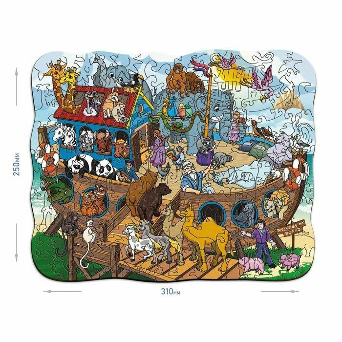 Фигурный пазл Нескучные игры деревянный, Fun art collection, "Ноев ковчег" (7087947)