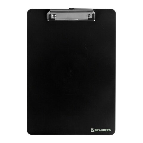 Доска-планшет Brauberg SOLID с верхним прижимом, прочный ABS, А4, 2 мм, черная (226822)