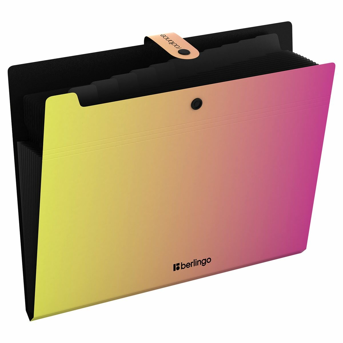 Папка-органайзер на кнопке Berlingo Radiance (А4, 600мкм, 12 отделений) желтый/розовый градиент (XF4_12001)