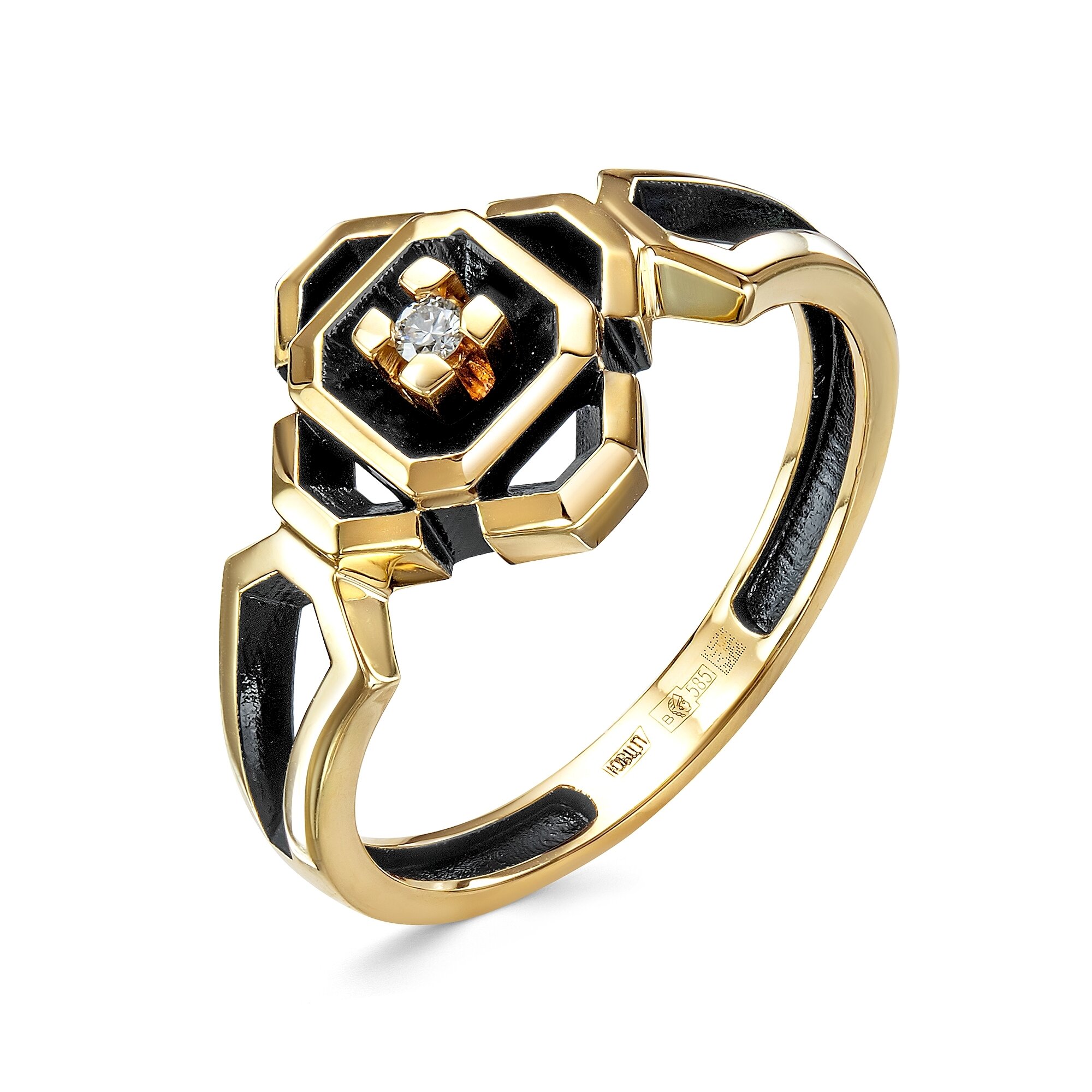 Кольцо, желтое золото, 585 проба, бриллиант