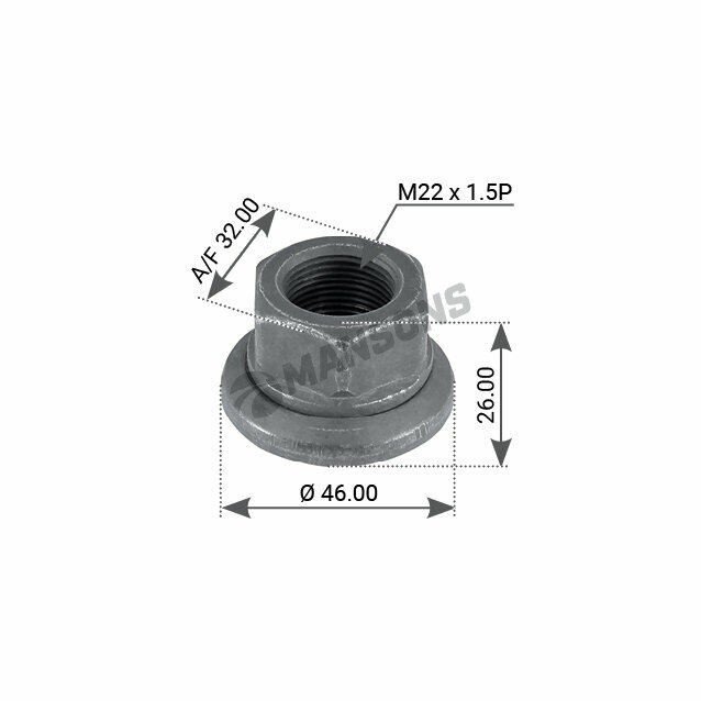 Гайка колесная M22*1.5 универсальная BPW/MAN/MB/МАЗ/КАМАЗ 600.072 (Mansons)