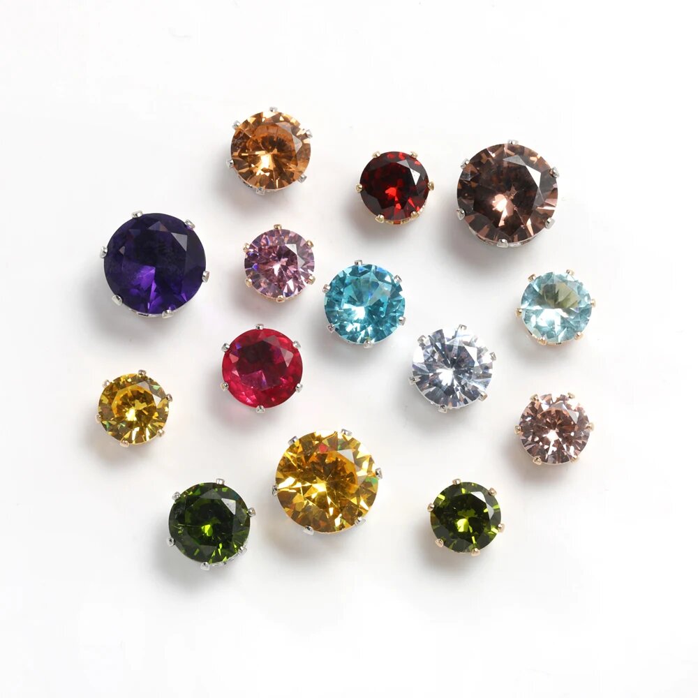 Циркониевые бусины 4-10 мм с золотым когтем Golden Claw 20Pcs, 8mm, Random Mix