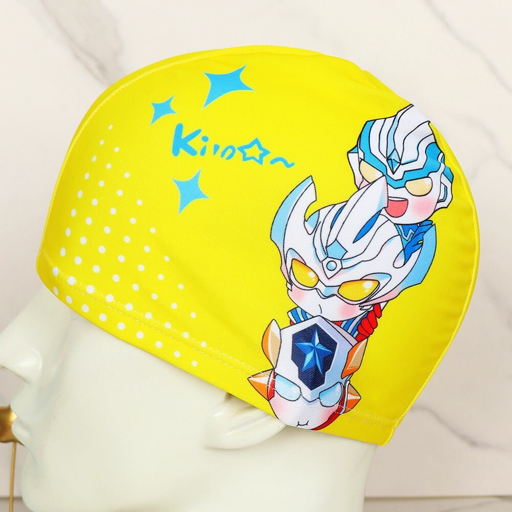 Шапочка для плавания Kid BIG роботы детская тканевая большого размера на обхват головы 52-60 см, для бассейна текстильная для девочки и для мальчика