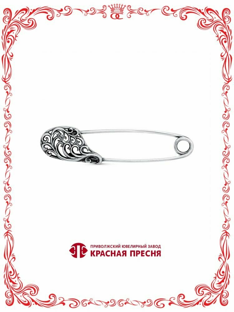 Брошь, серебро, 925 проба, оксидирование