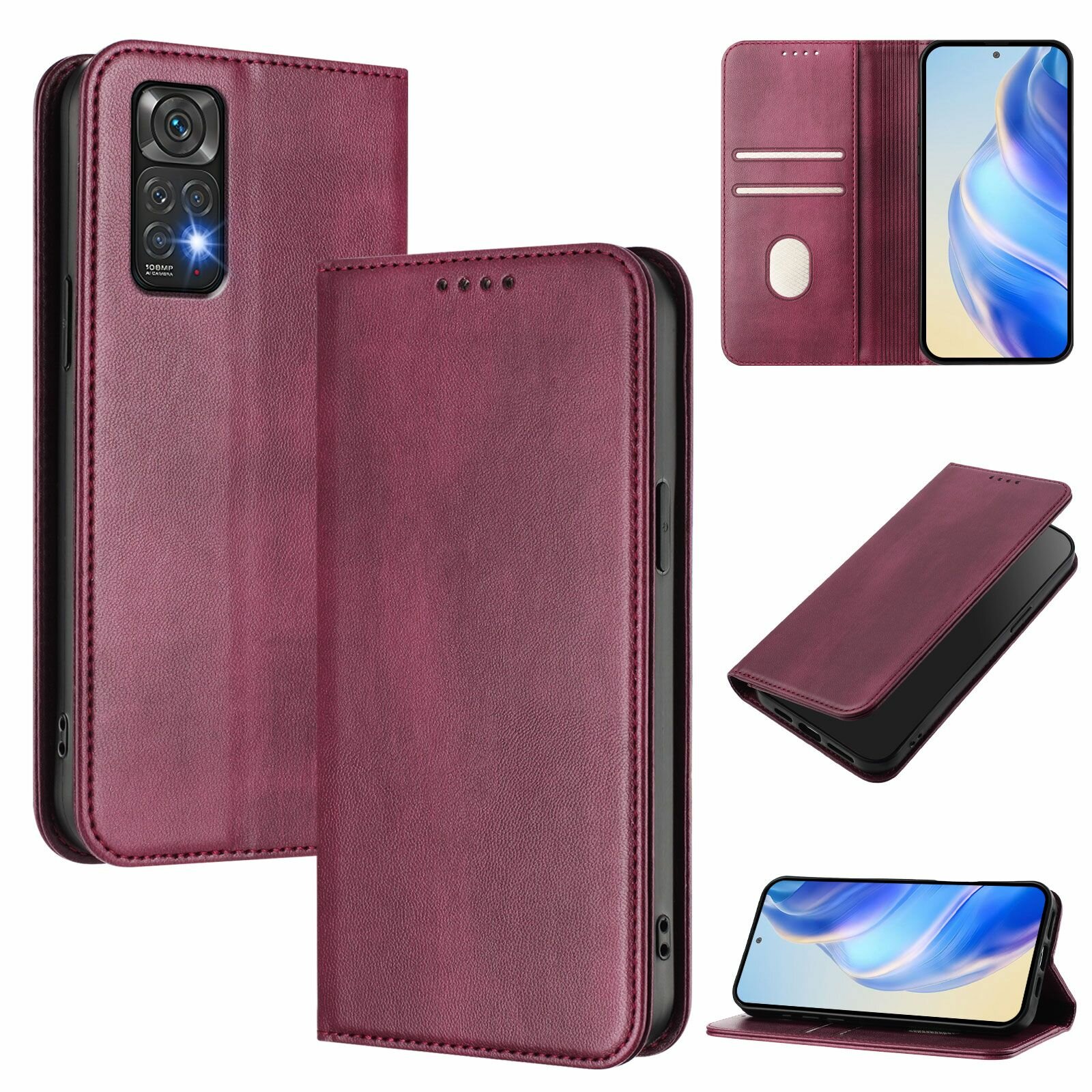 Кожаный чехол-книжка для Xiaomi Redmi Note 11 4G / Note 11S 4G /Note 12S 4G( Сяоми Редми Ноут 11 4г Сяоми Редми Ноут 11S 4г, Ноут 12S 4г) с отделениями для карт и кошельком, Функция блокировки RFID