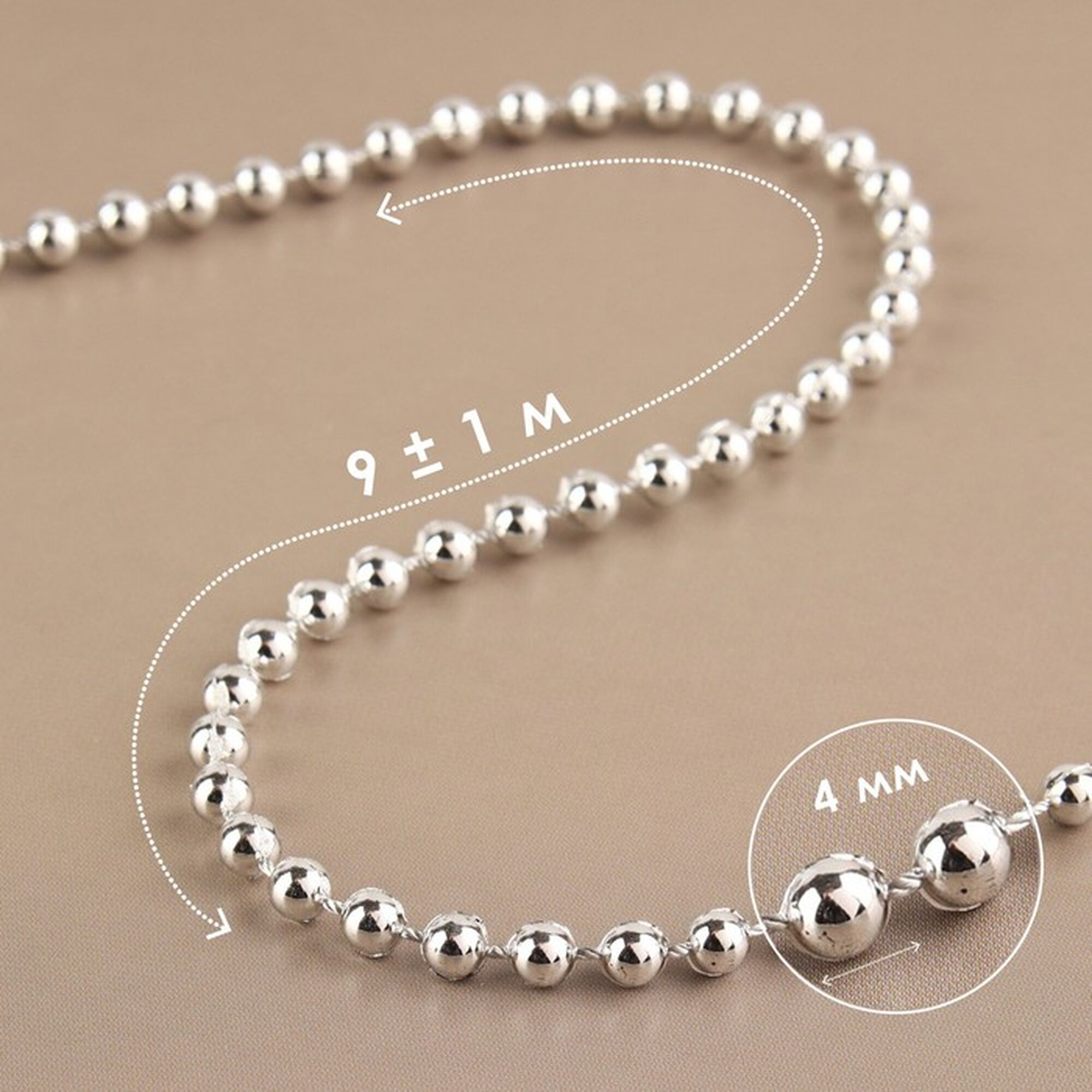 Бусы Арт Узор, на нитях, пластик, серебристые, круглые, диаметр 4 мм