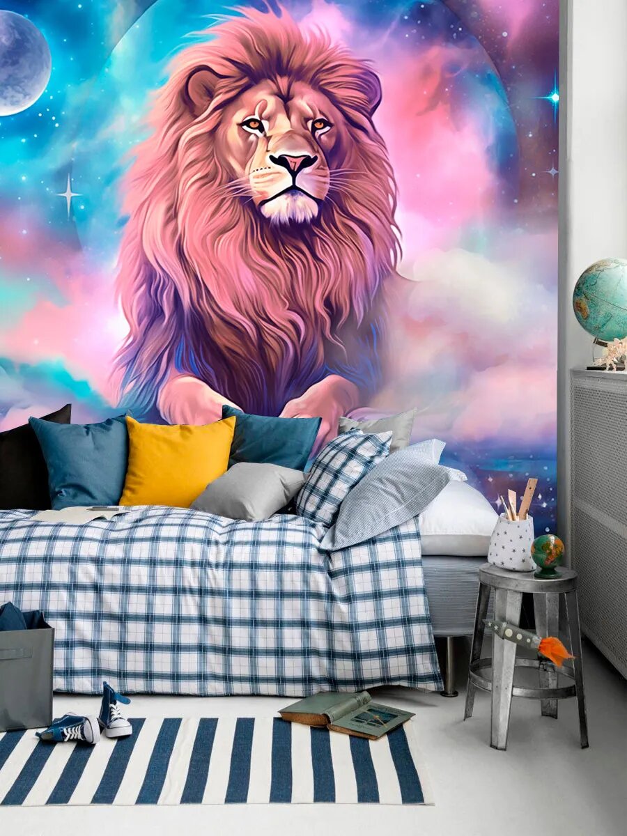 Фотообои флизелиновые Лев абстракция 300х270 см