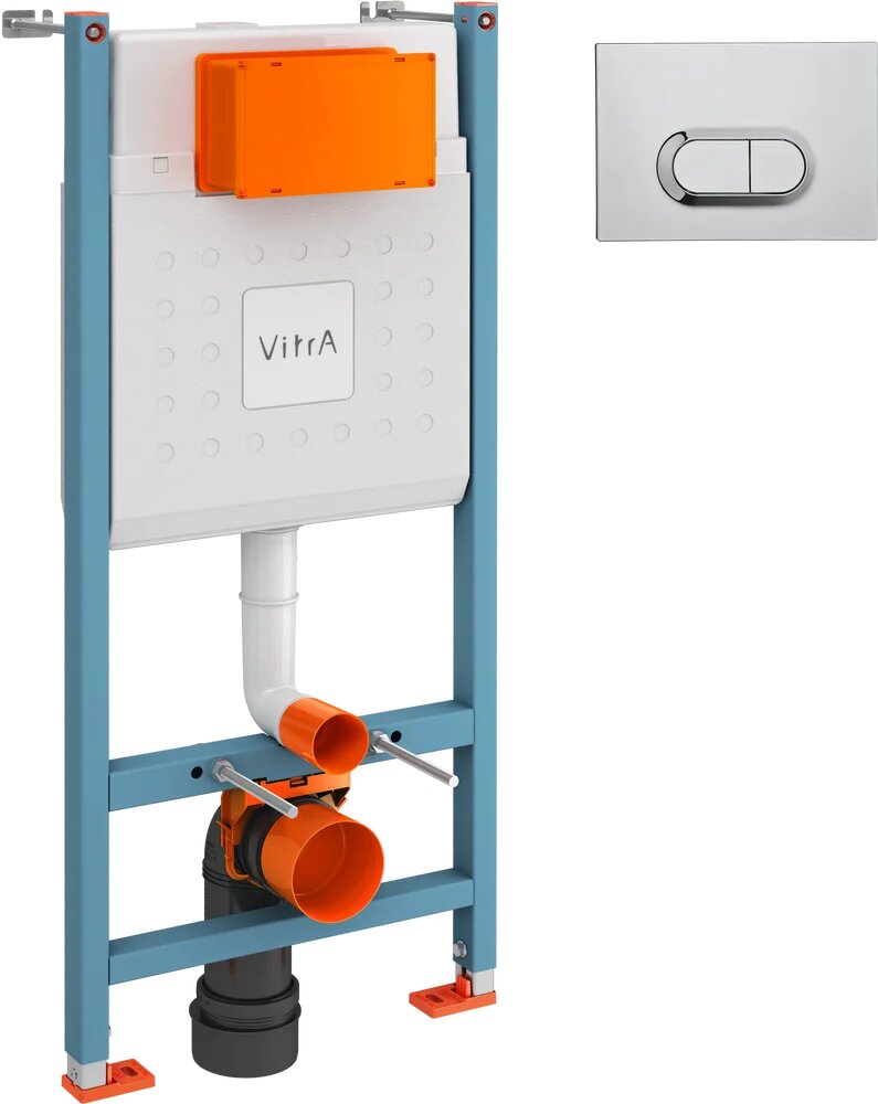 Комплект Инсталляция VitrA V-Fix Core 732-5800-01 / Кнопка 740-0580 цвет хром