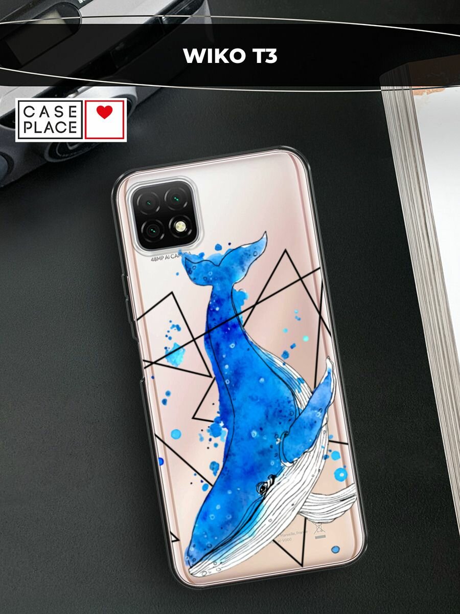 Чехол на Wiko T3 / Вико Т3 с принтом "Кит графика", прозрачный