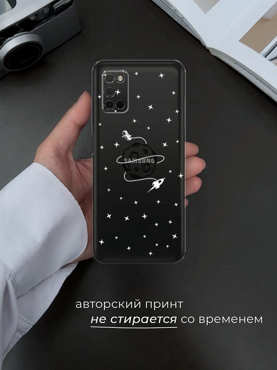 Чехол на Samsung Galaxy A03S / Самсунг Галакси A03S с принтом "Полет вокруг луны", прозрачный — фото 1