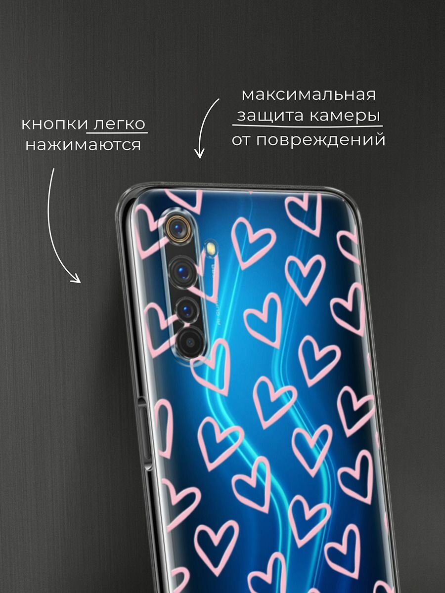 Чехол на Realme 6 Pro / Реалми 6 Про с принтом "Сердца паттерн" — фото 1