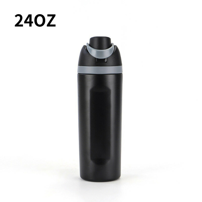 Bottle duravive 304 stainless steel double wall vacuum water with straw for travel and sports black 24oz
