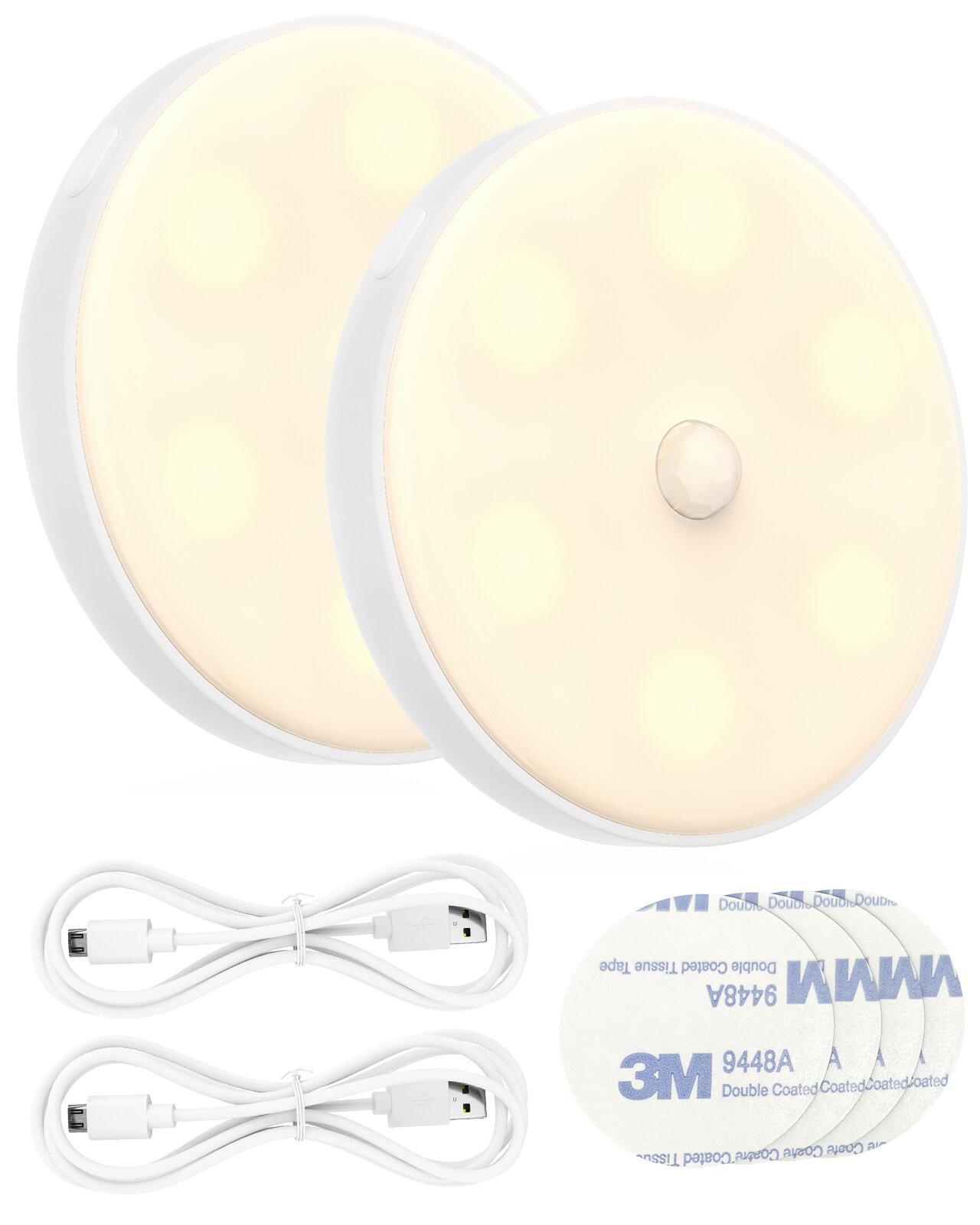 Индукционная лампа умный домашний спальня маленькая ночная лампа магнитное всасывание человеческое тело индукционная лампа для шкафа USB зарядка ночные фары индукционная кнопка модель - теплый свет (модель с зарядкой) 1W два комплекта